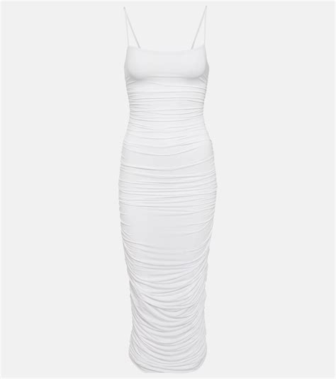Ruched Jersey Slip Dress In White Wardrobe Nyc Mytheresa