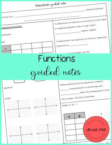 Functions Guided Notes Teaching Resources