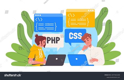 Different Ways Programming Concept Man Woman Stock Vector Royalty Free 2477421249 Shutterstock