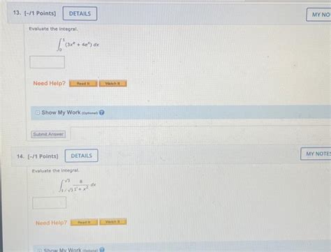 Solved 13. [-/1 Points] Evaluate the integral. DETAILS [ | Chegg.com