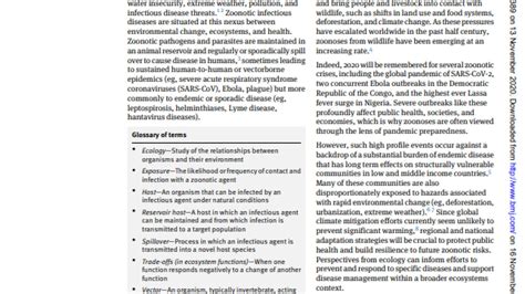 Ecosystem Perspectives Are Needed To Manage Zoonotic Risks In A