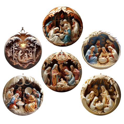 Holloyiver Nativity Scene Ornaments 3d Acrylic Christmas Decor Xmas