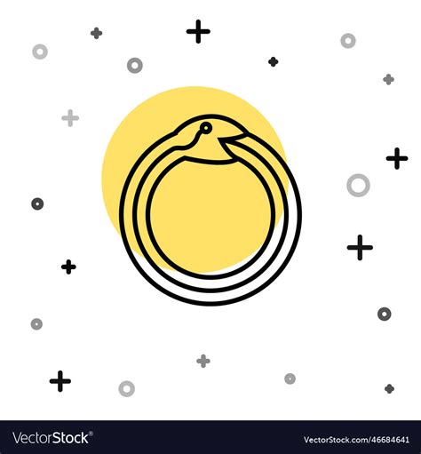 Black Line Magic Symbol Of Ouroboros Icon Isolated