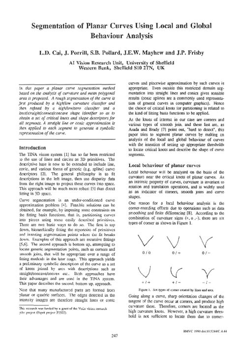 Pdf Segmentation Of Planar Curves Using Local And Global Behaviour Analysis