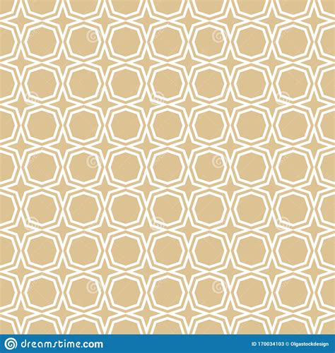 Golden Vector Ornamental Geometric Seamless Pattern With Grid Mesh