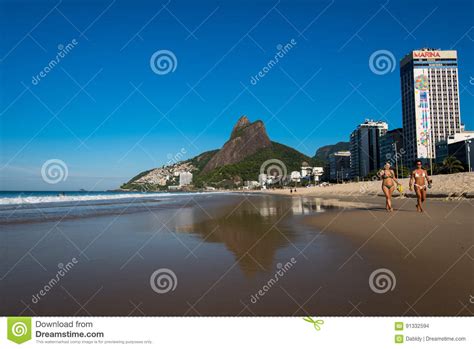 Leblon Beach In Rio De Janeiro Editorial Stock Image Image Of Outdoor
