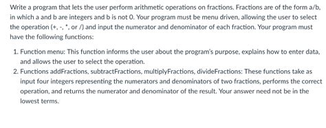 solved write a program that lets the user perform arithmetic