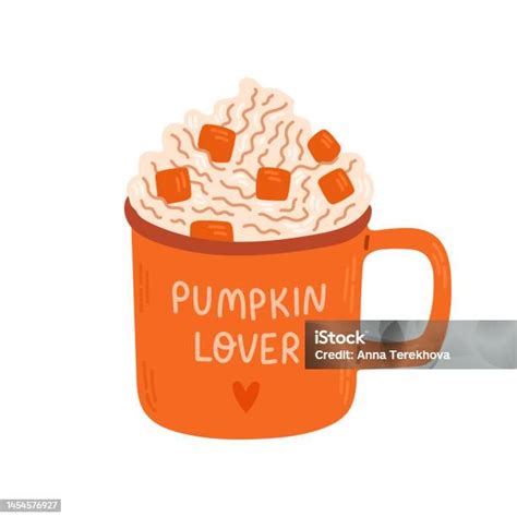 Pumpkin Spice Latte Coffee Cup Untuk Menu Musim Gugur Atau Desain Kartu