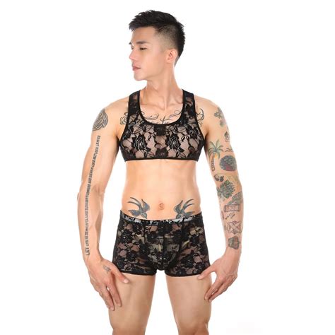 Men S Sexy Lace Vest Set
