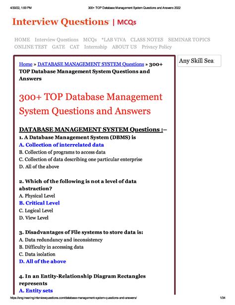 Database questions - Management information systems - Studocu