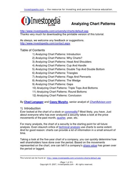 Analyzing Chart Patterns Pdf Market Trend Technical Analysis