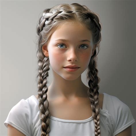 Premium Photo Photorealistic Rendering Of Young Girl With Braided Hair