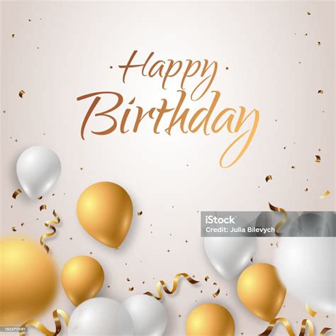 Selamat Ulang Tahun Liburan Putih Dan Desain Emas Untuk Kartu Ucapan