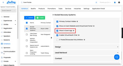 showing exhibitors in the pheedloop go event app resources