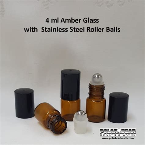 5 Ml Amber Glass With Cap And Ss Roller Ball Polar Bear Health And Water