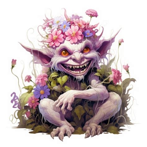 Premium Ai Image Flower Monster On White Background