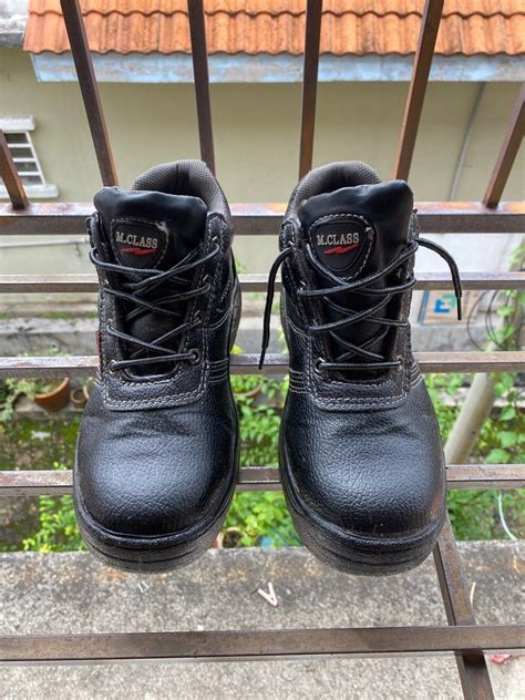 Safety Shoes Safety Boots Mid Cut Steel Toe Cap Black Work Shoes Men