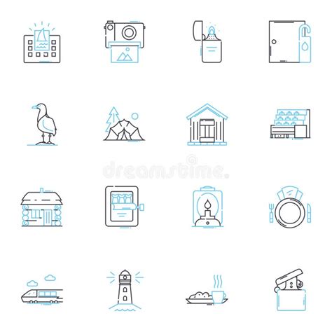 autonomous vehicles linear icons set automation self driving