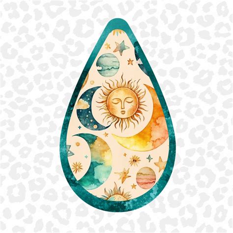 Earring PNG Boho Earring Design Celestial Sublimation Etsy