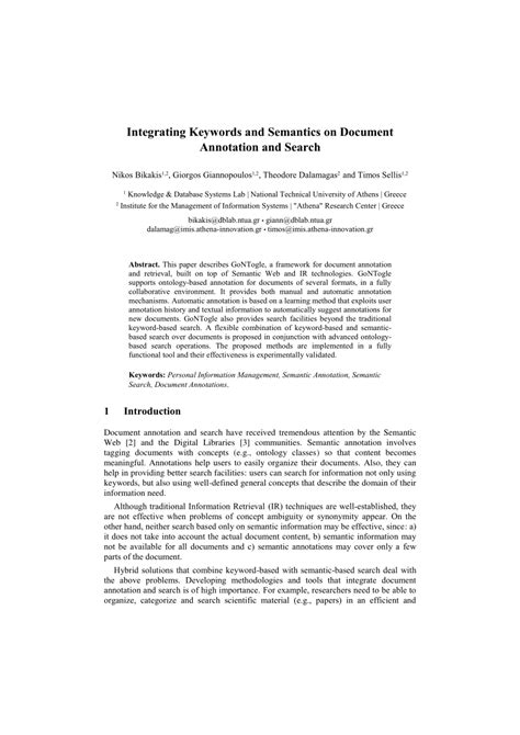 PDF Integrating Keywords And Semantics On Document Annotation And Search