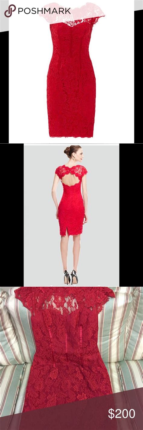 Red Monique Lhuillier Lace Dress Monique Lhuillier Lace Monique