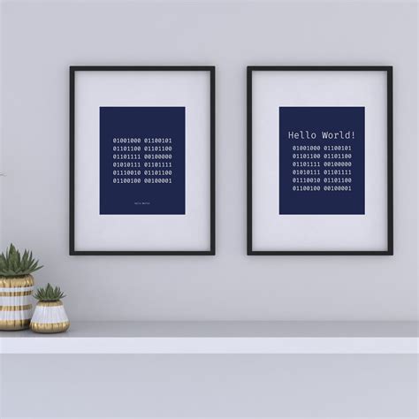 2 Binary Code Hello World Digital Art For Printing Computer Science