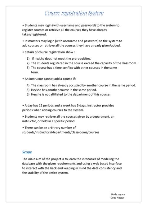 course registration system pdf databases computer software and