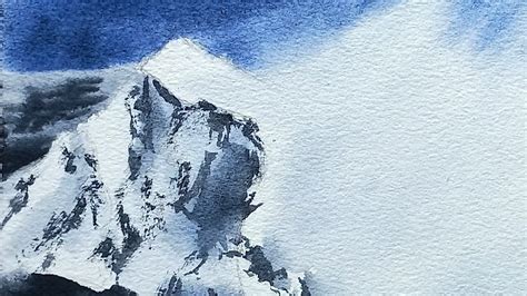 Рисуем снежные горы акварелью в технике по мокрому Как нарисовать