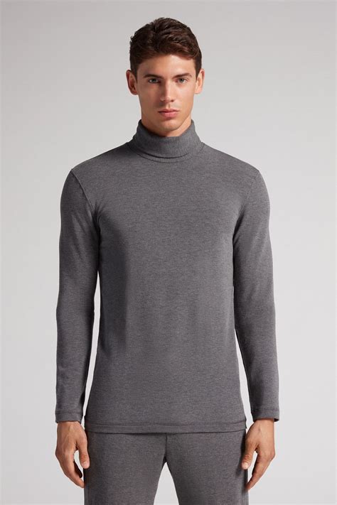 Camiseta De Manga Comprida Em Modal Cashmere Gola Alta Cinza Privalia