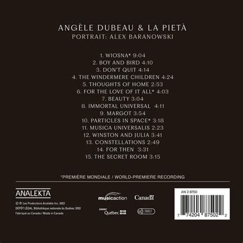 Angèle Dubeau La Pietà Portrait Alex Baranowski CD Angele