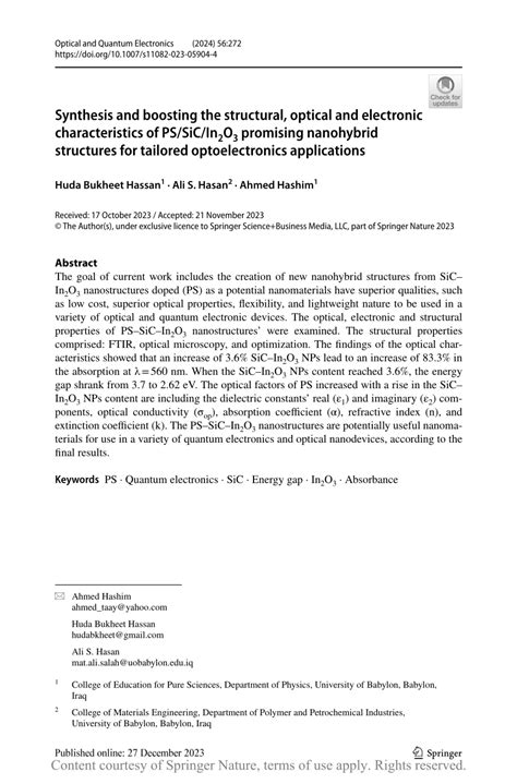 Synthesis And Boosting The Structural Optical And Electronic Characteristics Of Pssicin2o3
