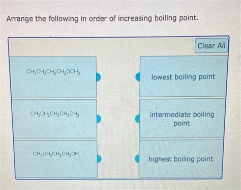 Solved Arrange the following in order of increasing boiling | Chegg.com