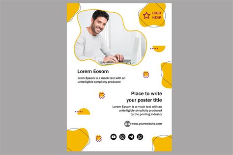 دانلود طرح لایه باز پوستر یا تراکت تبلیغاتی زرد و سفید و بنفش برای