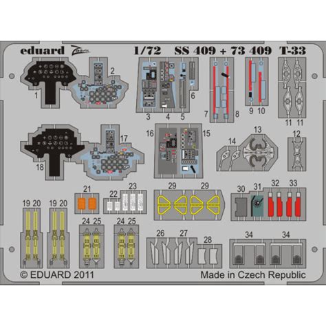 Photoetched Set T 33 Sa For Platz Kit 172 Eduard Ss409 Model Kit