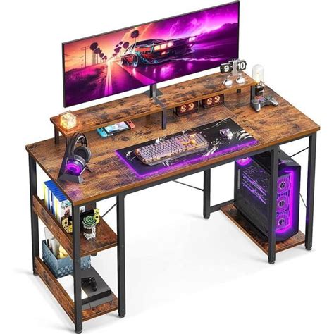 ODK Bureau avec Étagère Réversible Table d ordinateur avec Support de