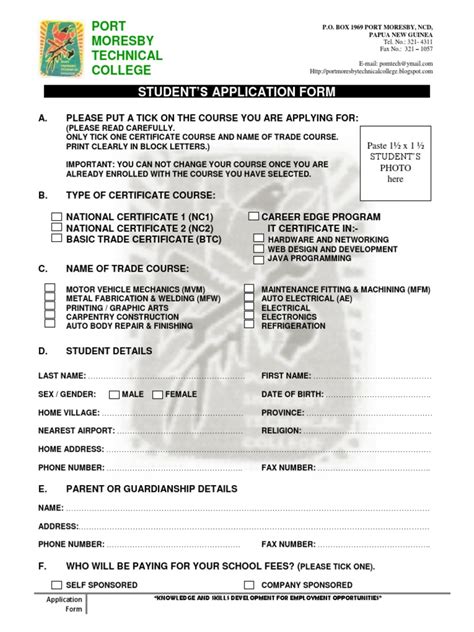 Pom Tech Application Form 2025 Mbdr