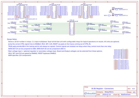 16 Bit Relay Register With 2 1 Input Mux And Bit Test Unit OSHWLab
