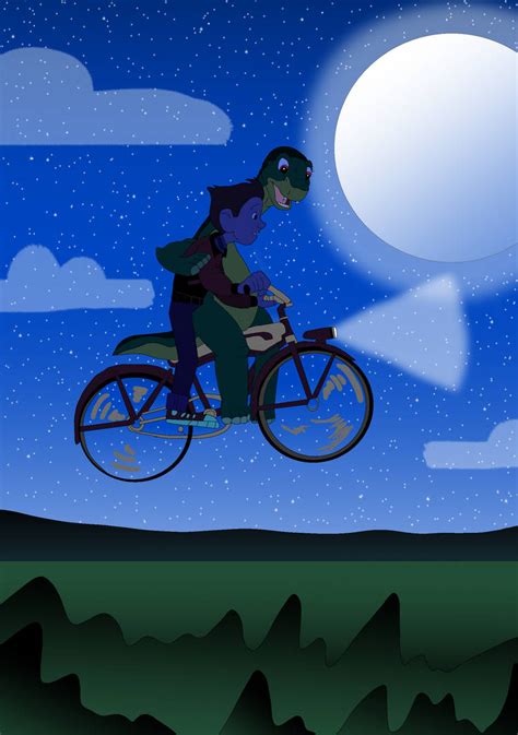 Hogarth Hughes And Littlefoot On A Bicycle Flying By