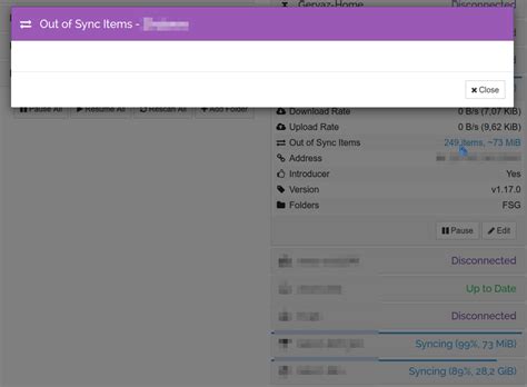 List Of Out Of Sync Items Is Empty Support Syncthing Community Forum