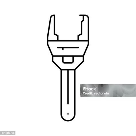 Plombiers Clé Ligne Doutil Icône Icône Illustration Vectorielle