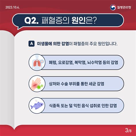 출처 Qanda로 알아보는 패혈증 바로 알기 카드뉴스 홍보자료 알림·자료 질병관리청 Kdcagokr