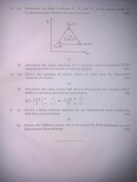 B E Mechanical May June Question Paper For ME Finite Element Analysis University
