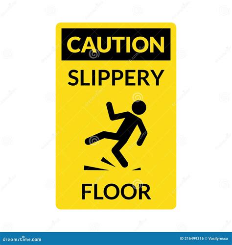 Wet Floor Sign Safety Yellow Slippery Floor Warning Icon Vector