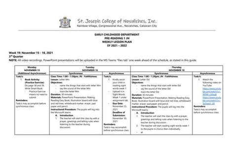 Lesson Plan For Preposition Pdf