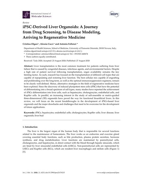 Pdf Ipsc Derived Liver Organoids A Journey From Drug Screening To