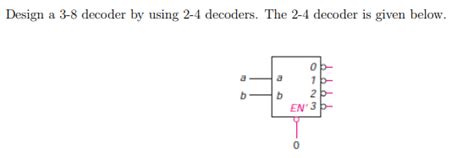 Solved Design A 3 8 Decoder By Using 2 4 Decoders The 2 4