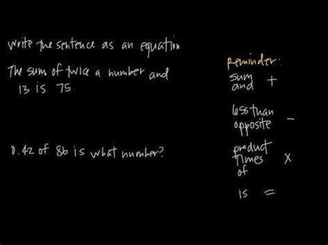 Turning Word Problems Into Equations Instructional Video For 9th 12th