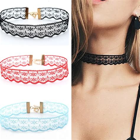 N230 Lace Sexy Choker Necklaces For Women Colorful Punk Hollow Colar