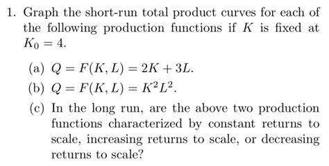 Solved Graph The Short Run Total Product Curves For Each Chegg