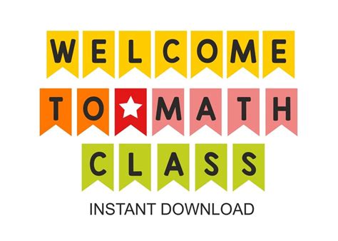 Math Banner Printable Math Classroom Decor Math Subject Etsy